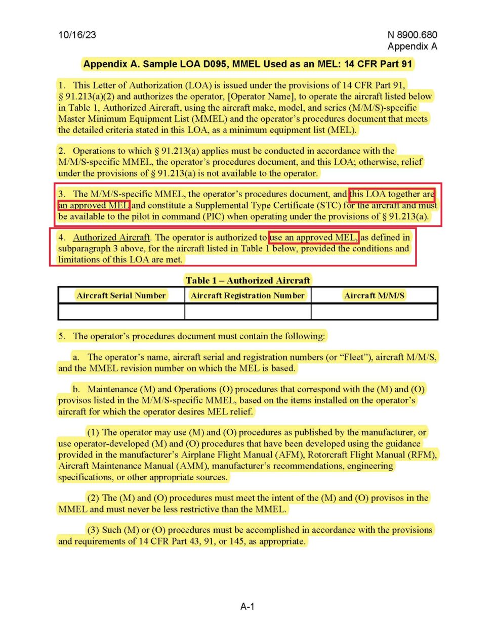 FAA Changes for FAA LOA D095 & D195 from Use of the FAA MMEL as an MEL ...